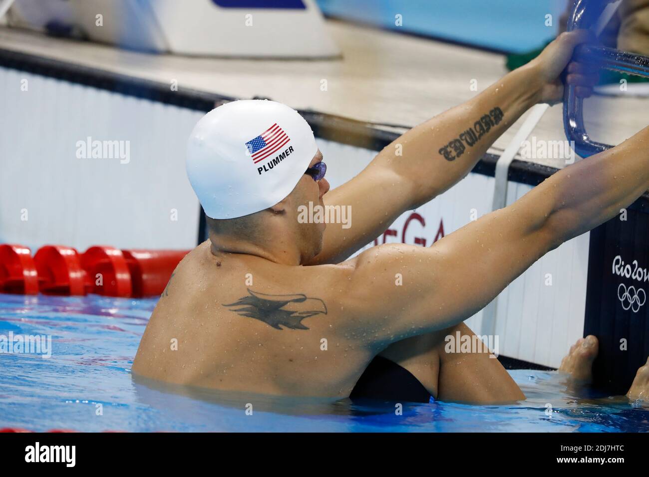 USA's David Plummer during the qualifications of the 100 m backstroke ...