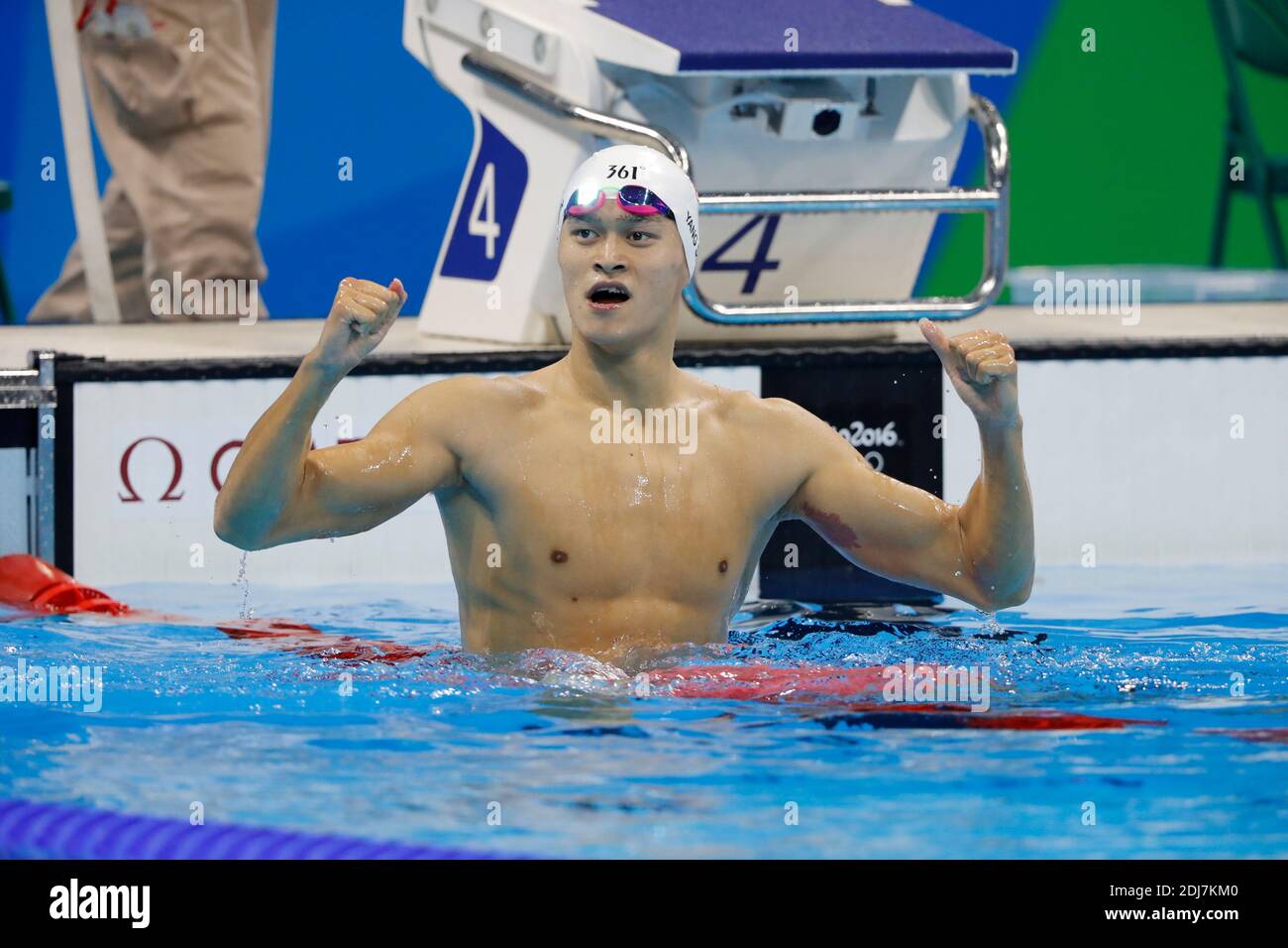 China's Yang Sun Gold medallist in the 200m freestyle men swimming ...