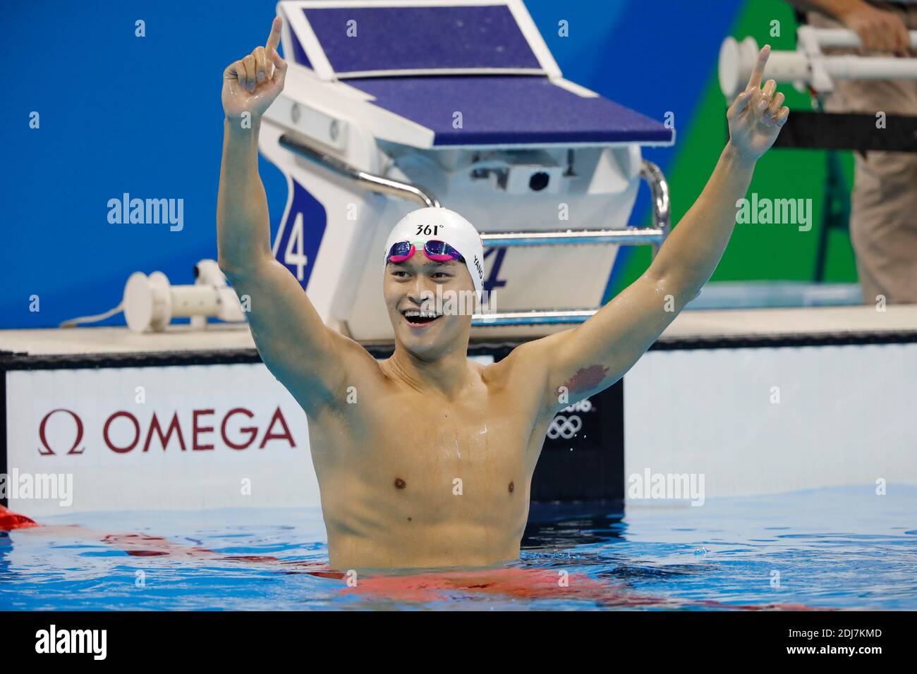 China's Yang Sun Gold medallist in the 200m freestyle men swimming ...