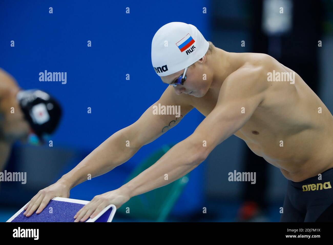 Russia's Vladimir Morozov in the qualification round of the 100m ...