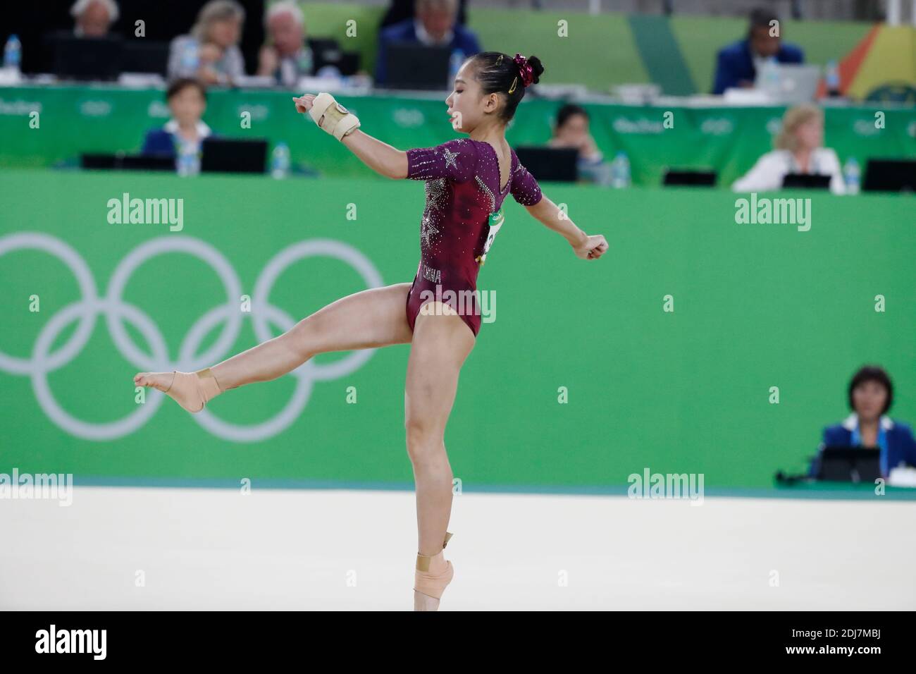 China's Yan Wang competing in the Artistic Gymnastics Women's team ...