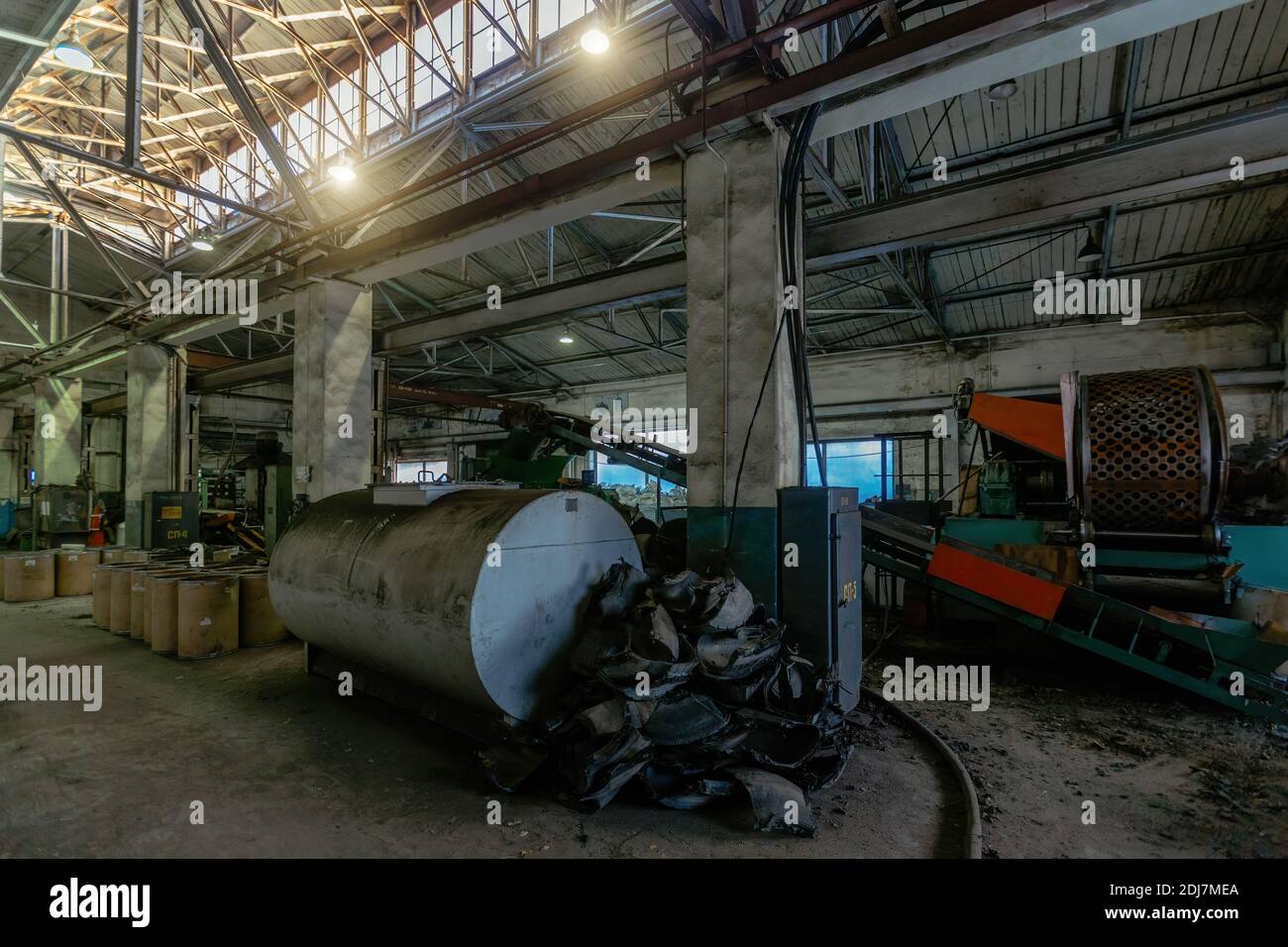 Process of recycling of waste rubber parts in the factory Stock Photo ...