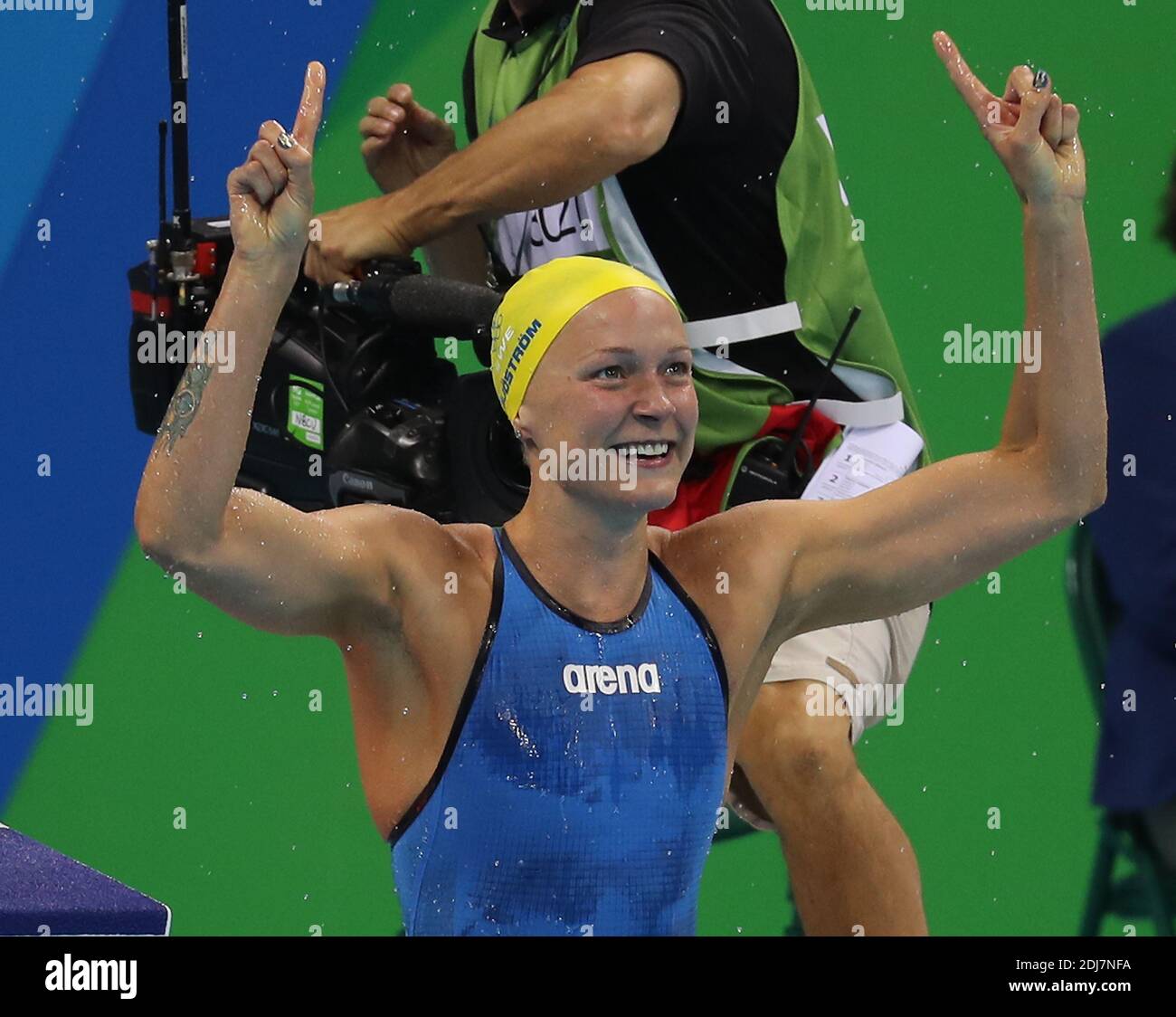 Sweden's Sarah Sjostrom celebrates after the women's 100m butterfly ...