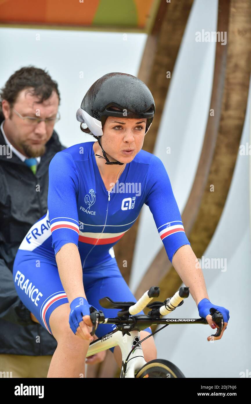 Audrey Cordon-Ragot competes at the cycling time trial event at the ...
