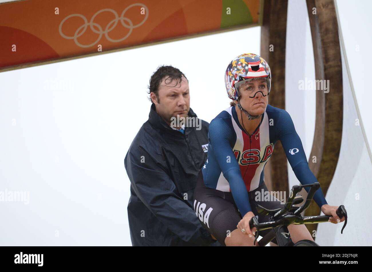 Kristin Armstrong competes at the cycling time trial event at the 2016 ...