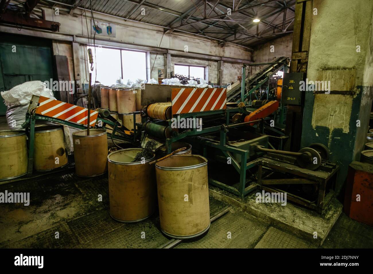 Process of recycling of waste rubber parts in the factory Stock Photo ...