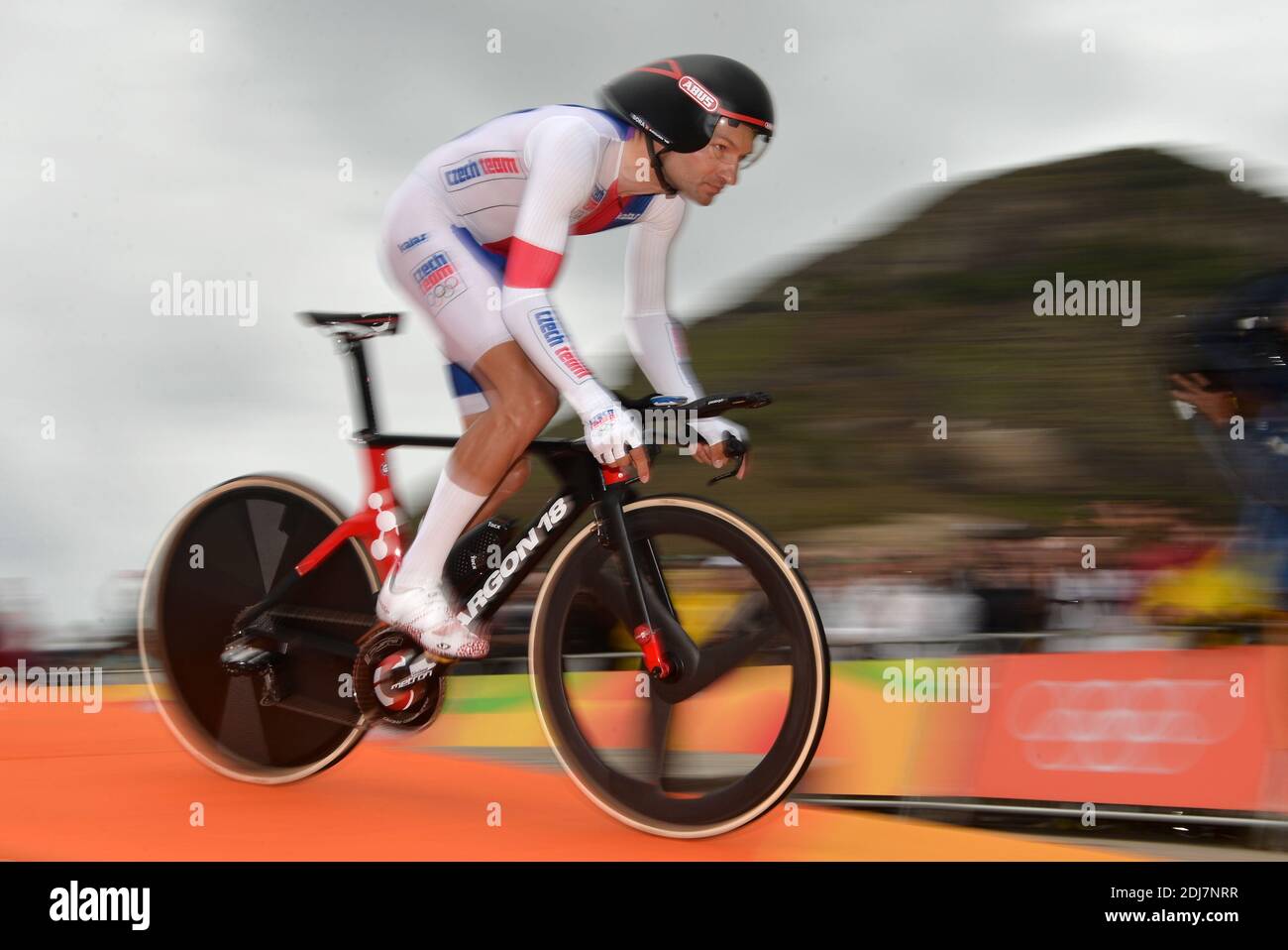Jan Barta competes at the cycling time trial event at the 2016 Rio ...