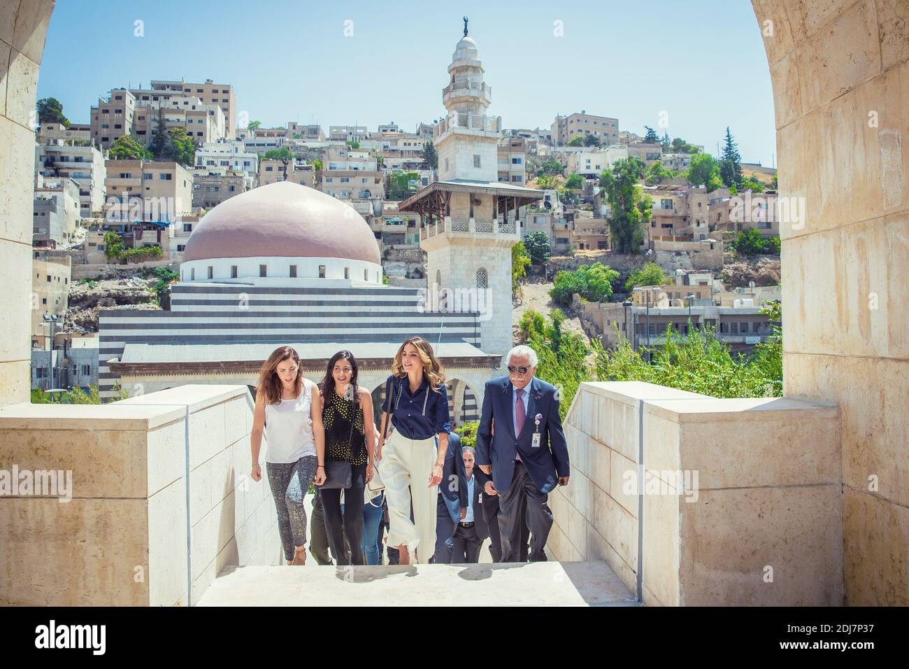 Jordan's Queen Rania Al Abdullah visits downtown Amman, Jordan on ...