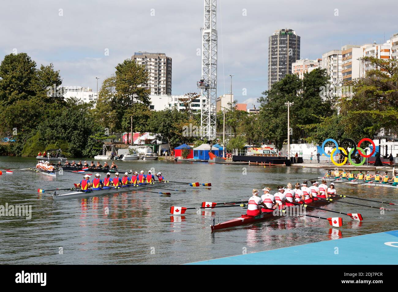 Illustration of the rowing event in Lagoa Rowing Stadium, Rio, Brasil ...