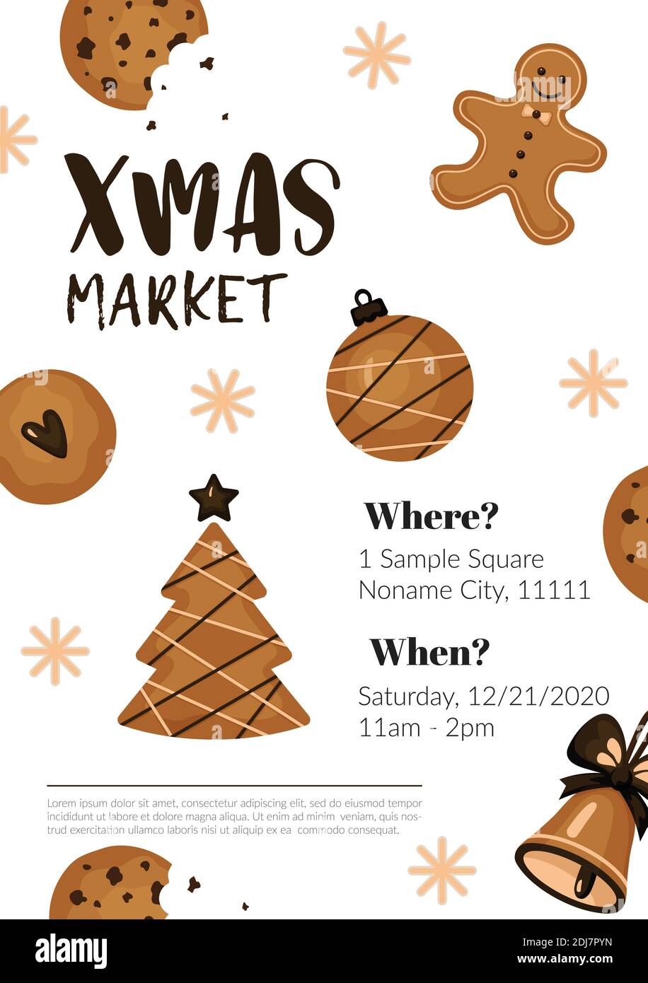 Christmas cookies greeting card, poster, party invitation Stock Vector ...