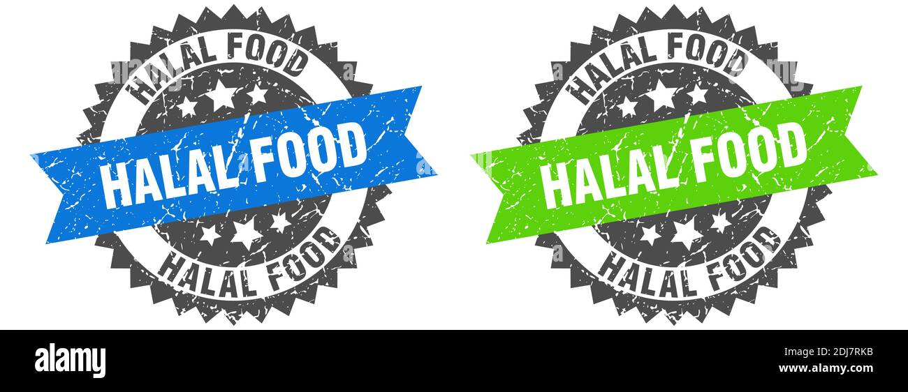 halal food grunge stamp set. halal food band sign Stock Vector Image ...