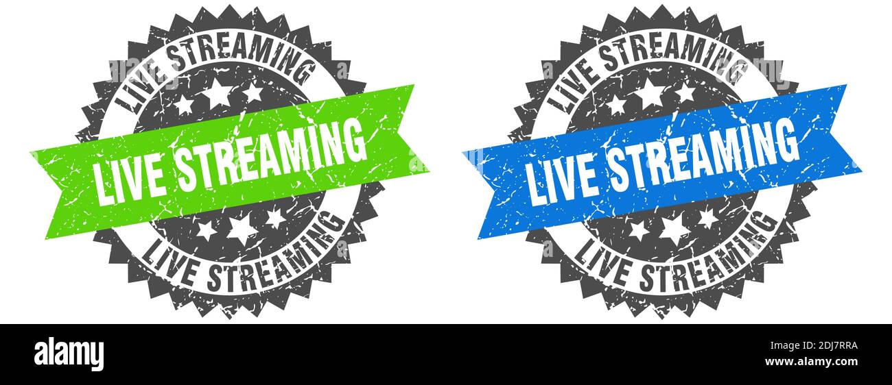 live streaming grunge stamp set. live streaming band sign Stock Vector ...
