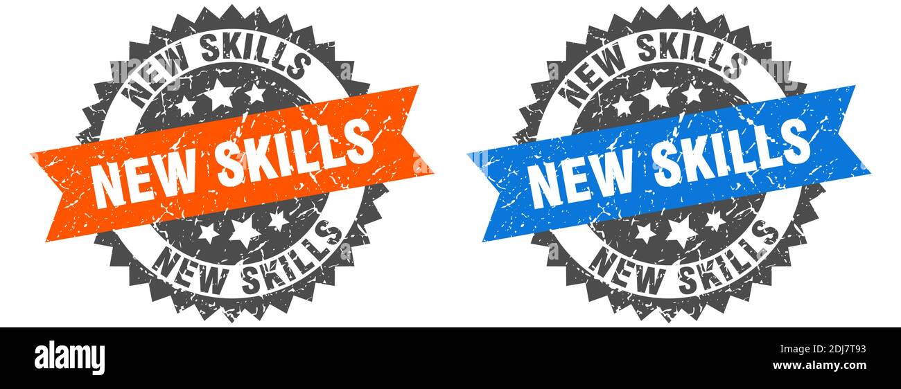 new skills grunge stamp set. new skills band sign Stock Vector Image ...