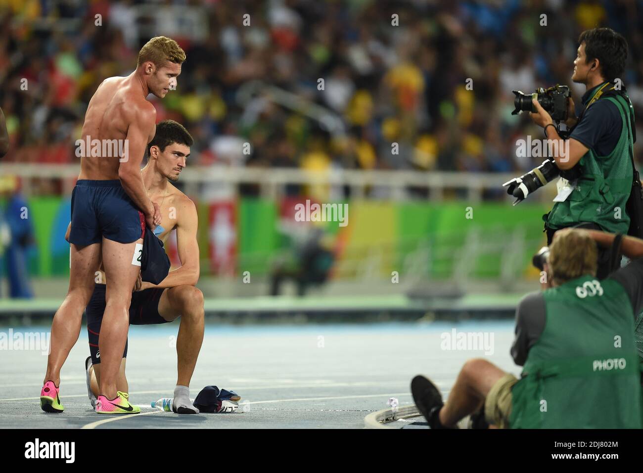 Kevin Mayer of France winning silver overall on Day 13 of the Rio 2016 ...