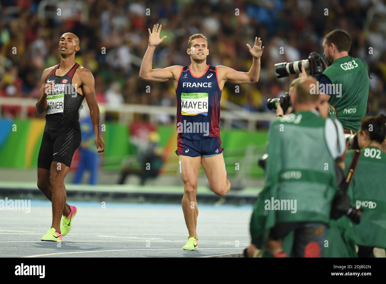 Kevin Mayer of France winning silver overall on Day 13 of the Rio 2016 ...