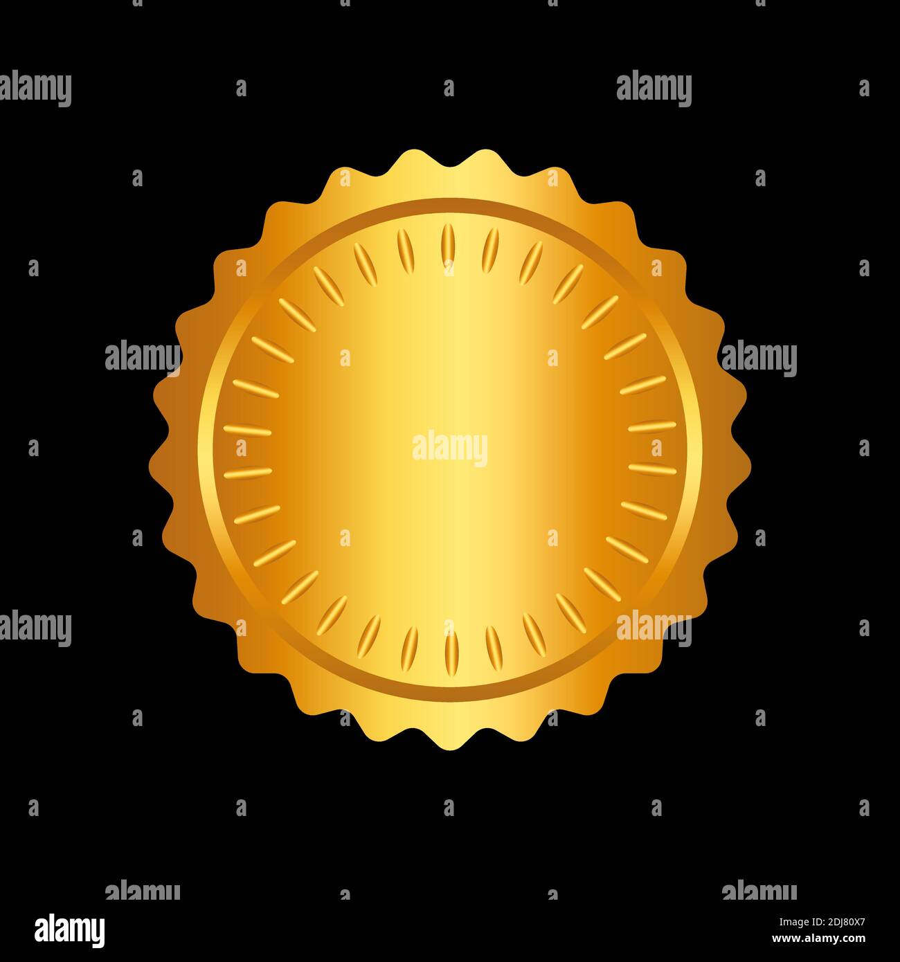 Golden stamp with ribbons isolated on white background. Luxury seal ...