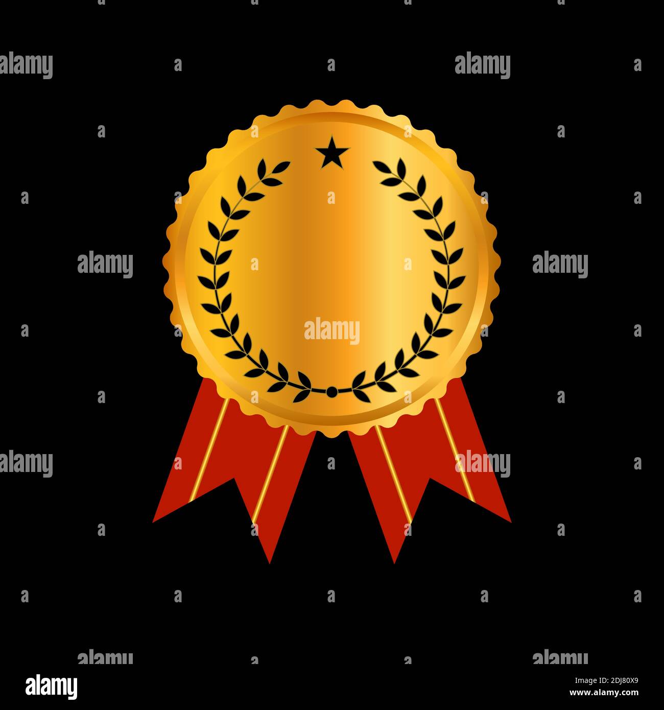 Golden stamp with ribbons isolated on white background. Luxury seal ...