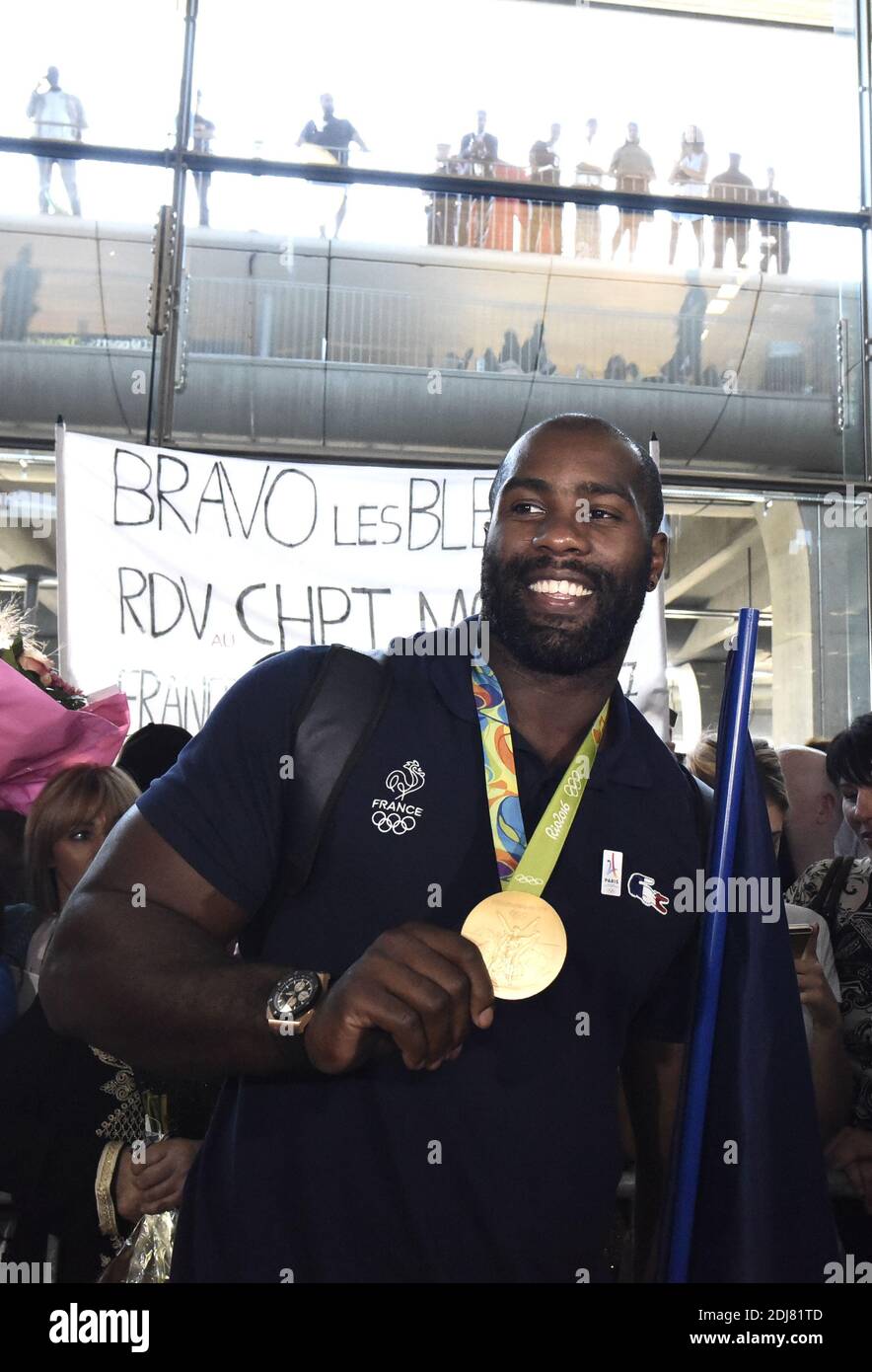 Teddy Riner (Mens' Over 100kg Olympic Judo Gold Medal) arriving at ...
