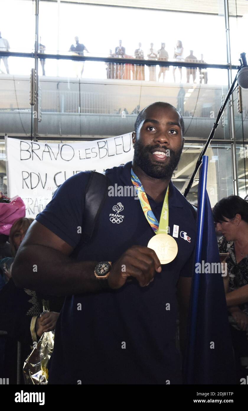 Teddy Riner (Mens' Over 100kg Olympic Judo Gold Medal) arriving at ...