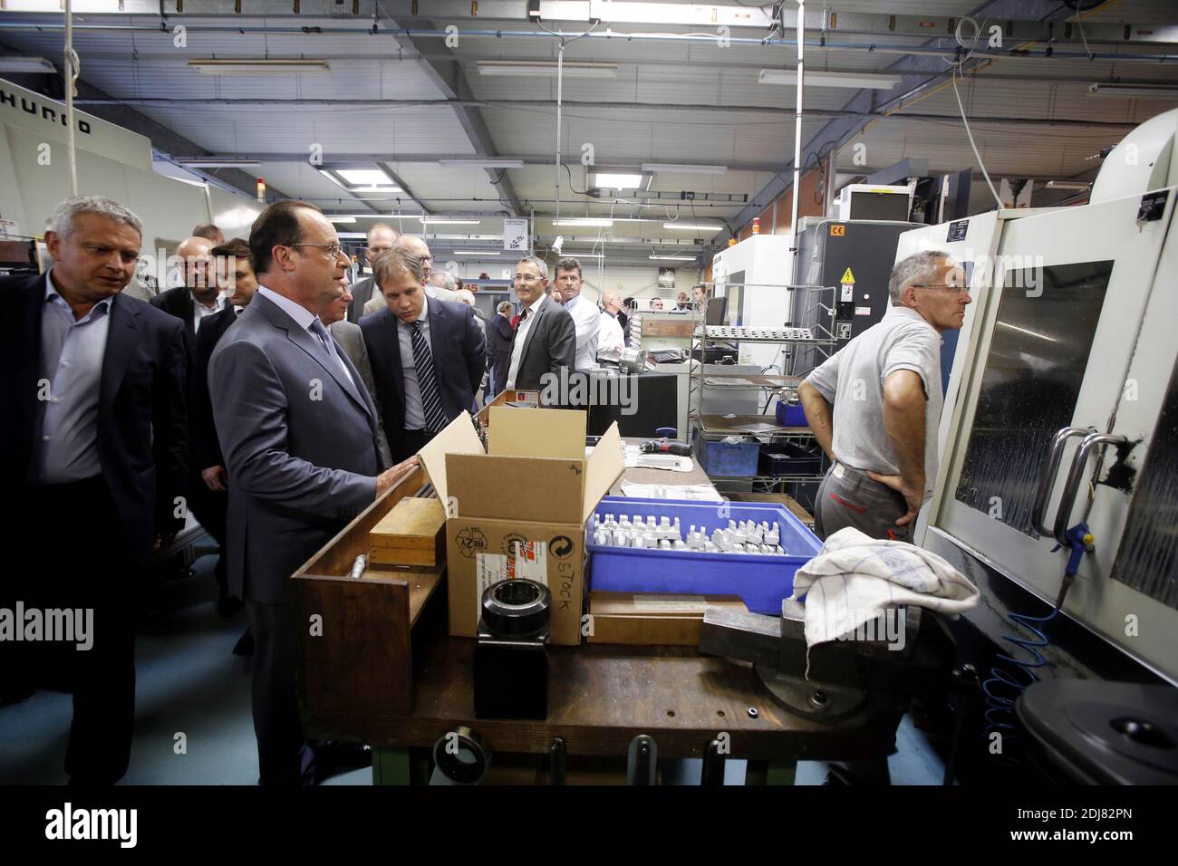 French President Francois Hollande during a visit to high precision ...