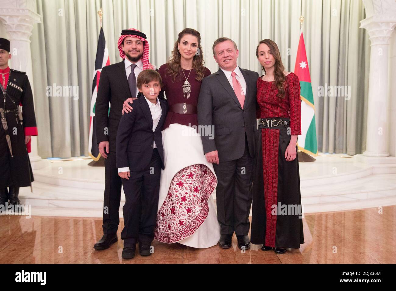 File photo - L-R : Crown Prince Hussein, Prince Hashem, Queen Rania of ...