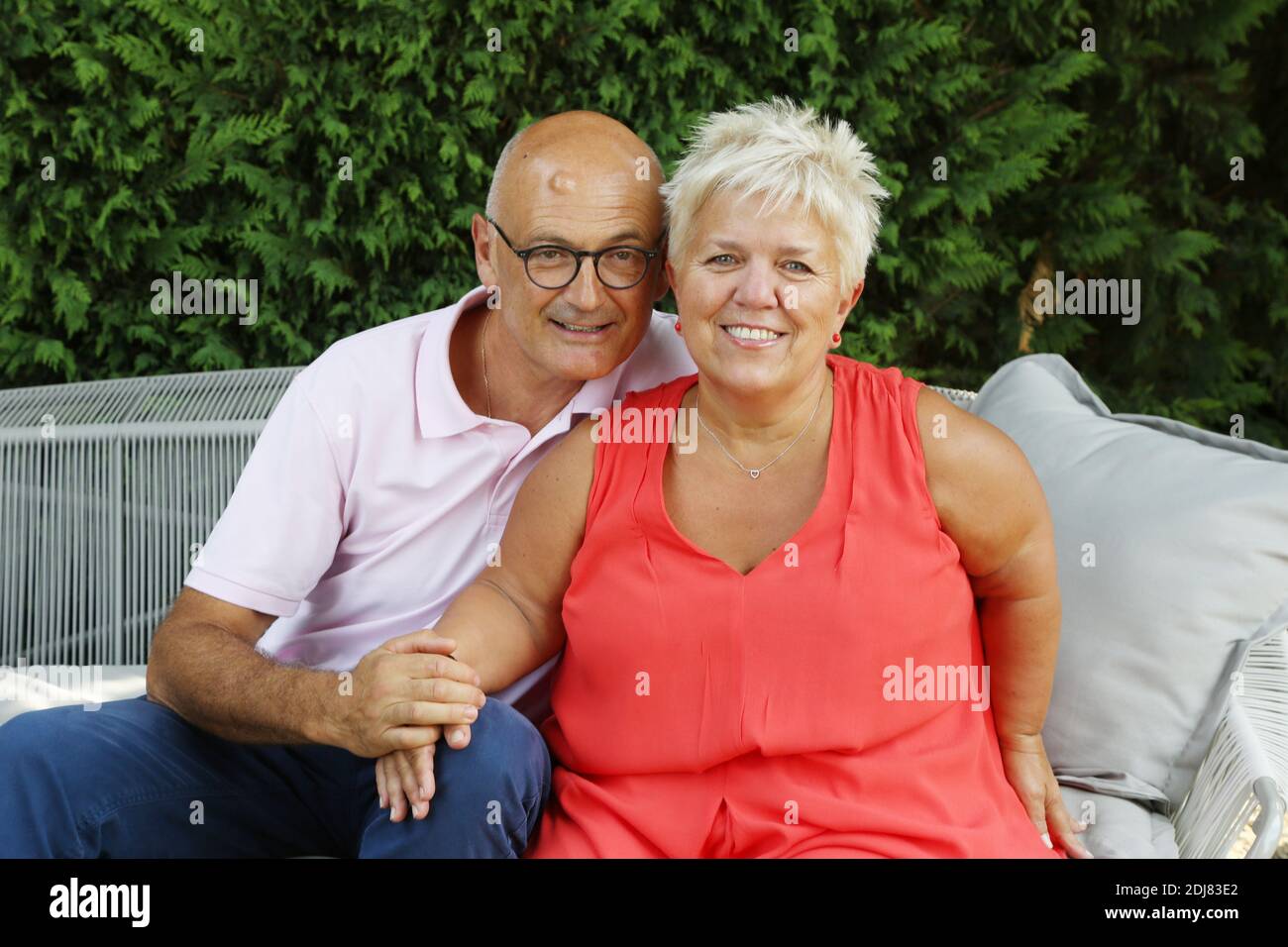 Benoist Gerard and his wife Mimie Mathy pose at a photocall as part of ...