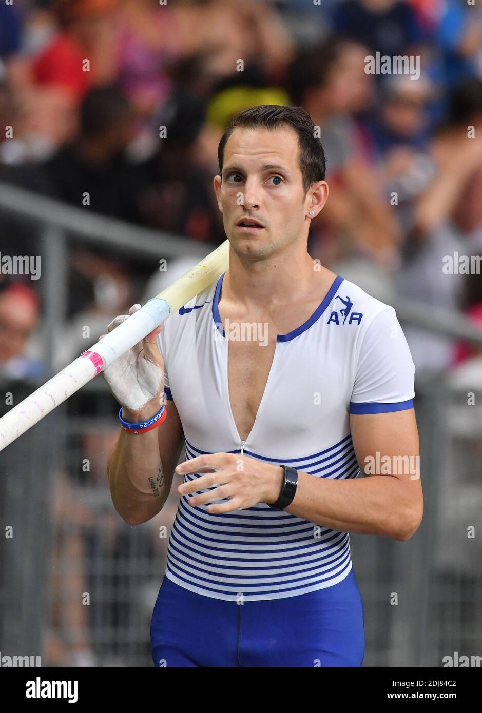 French pole vaulter Renaud Lavillenie competes in the Paris Athletics ...