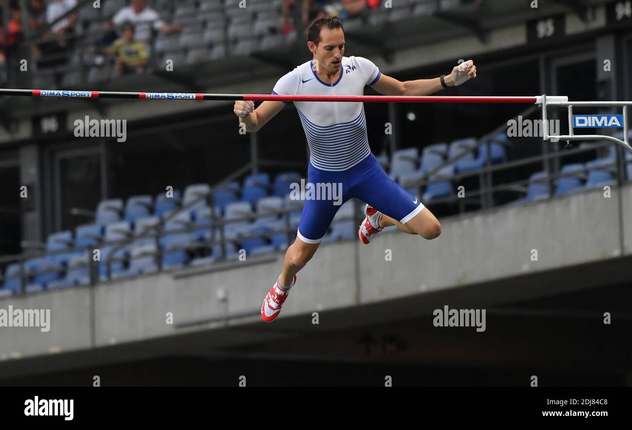 French pole vaulter Renaud Lavillenie competes in the Paris Athletics ...