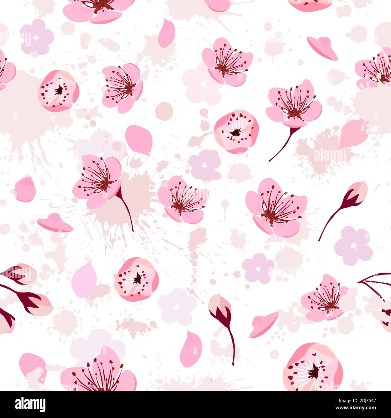 A seamless background of sakura. Vector illustration Stock Vector Image ...