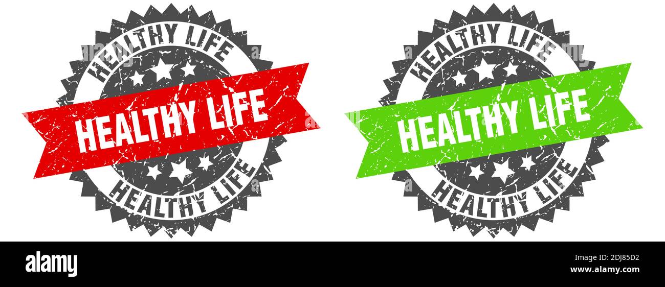 healthy life grunge stamp set. healthy life band sign Stock Vector ...