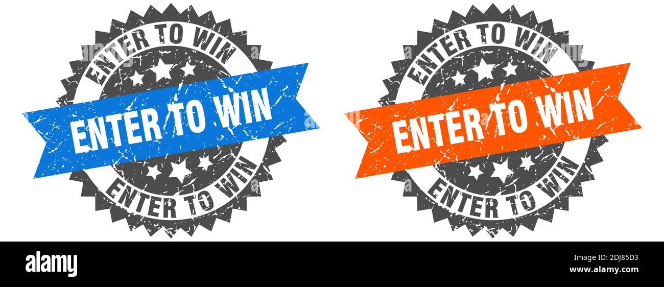 enter to win grunge stamp set. enter to win band sign Stock Vector ...