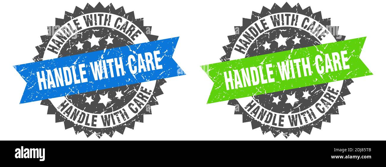 handle with care grunge stamp set. handle with care band sign Stock ...