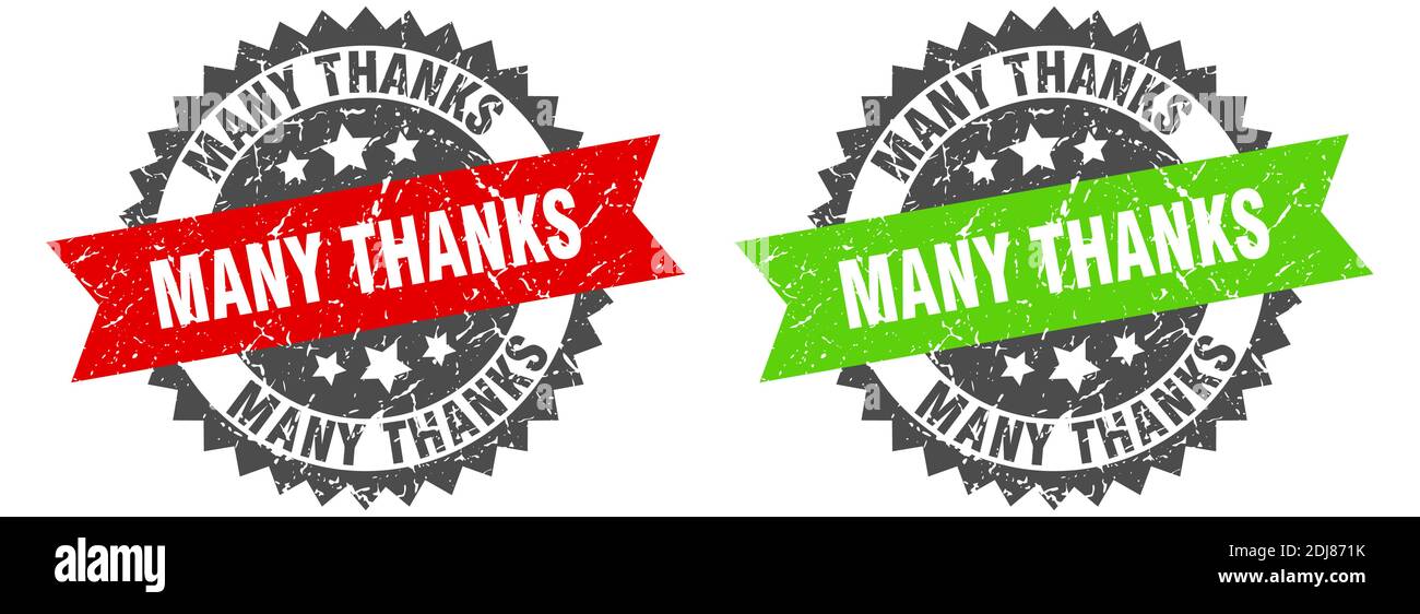 many thanks grunge stamp set. many thanks band sign Stock Vector Image ...