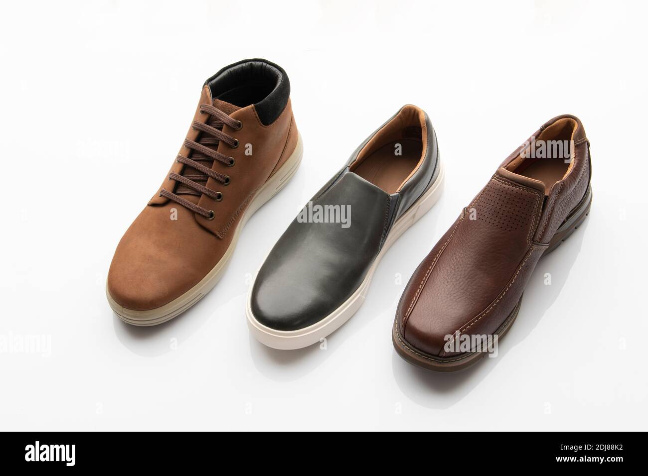 Top View of Various Shoes Isolated on White Background Stock Photo - Alamy