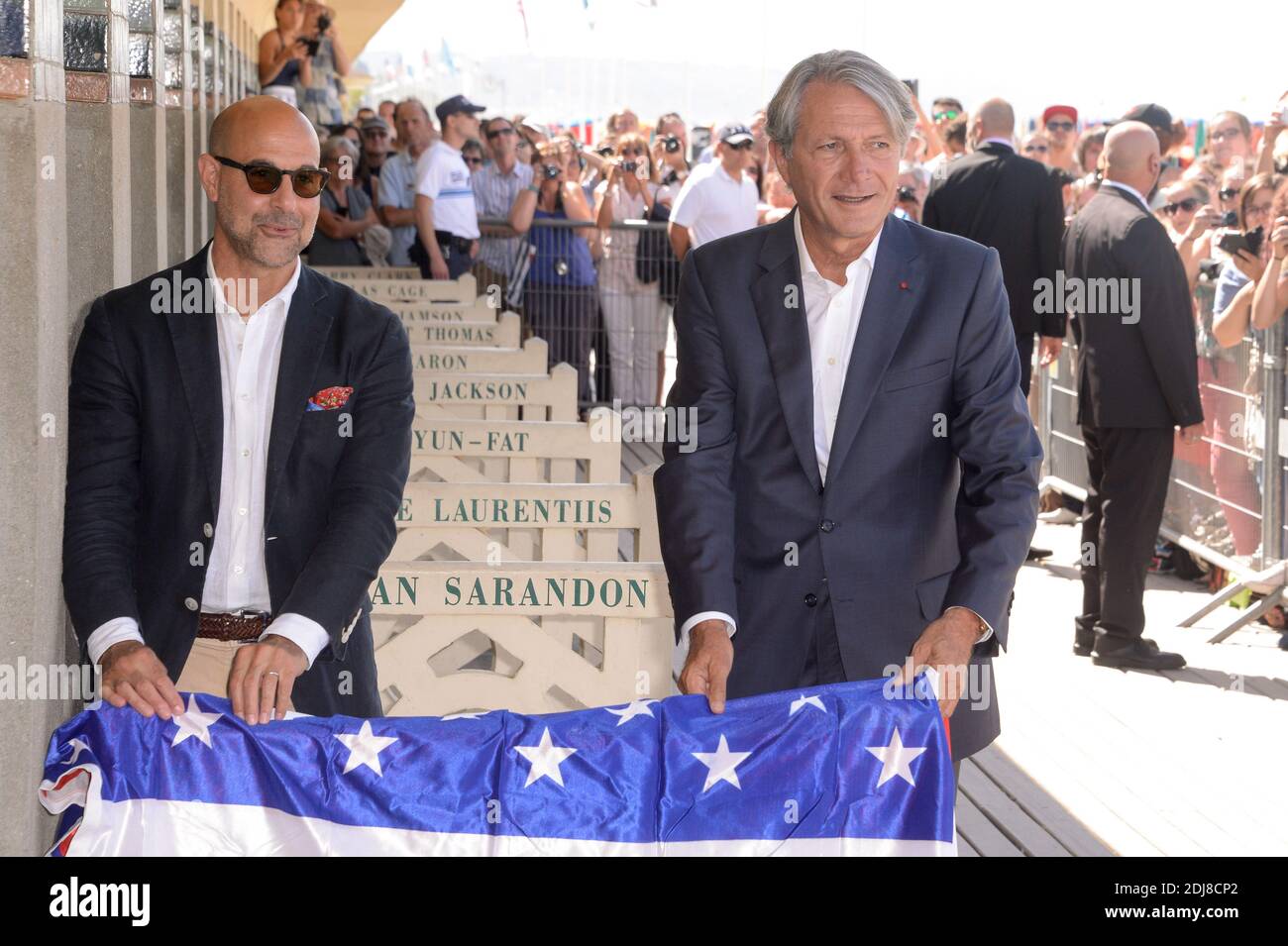 Stanley Tucci and mayor of Deauville Philippe Augier attending a ...