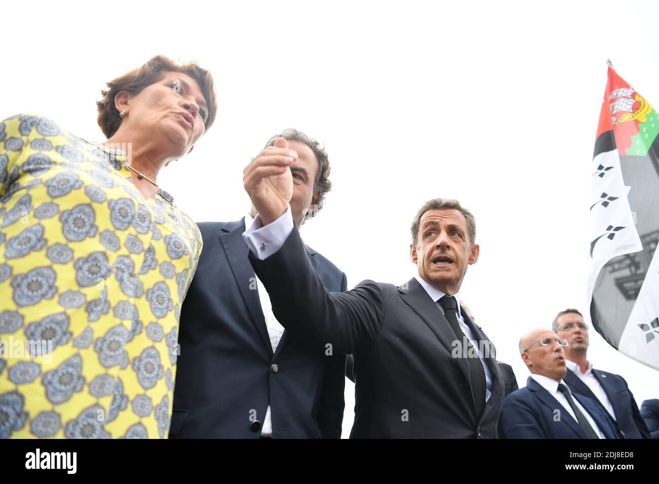 Luc Chatel, Nicolas Sarkozy, Eric Ciotti, Laurent Wauquiez during the ...
