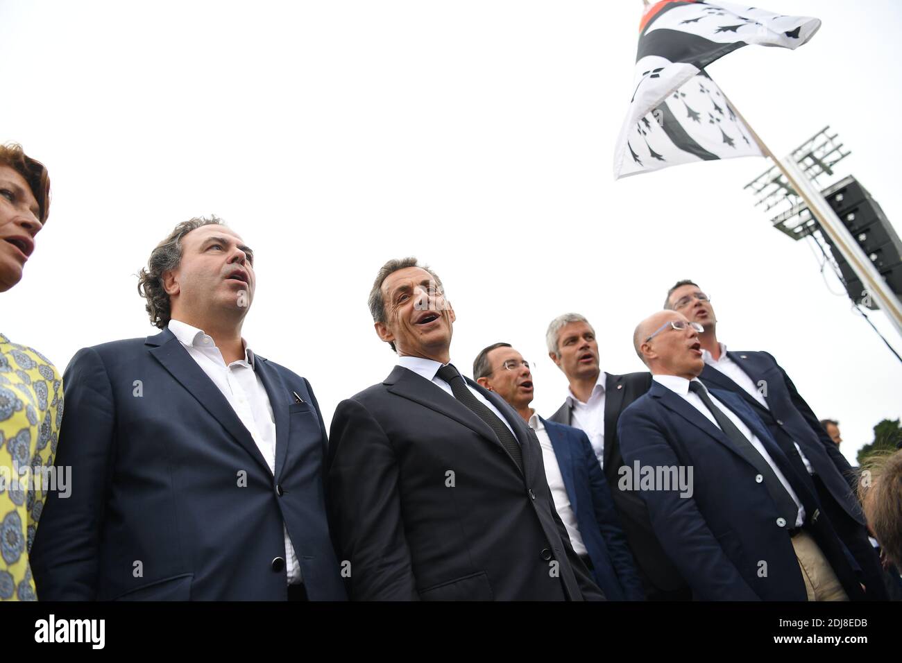 Luc Chatel, Nicolas Sarkozy, Eric Ciotti, Laurent Wauquiez during the ...