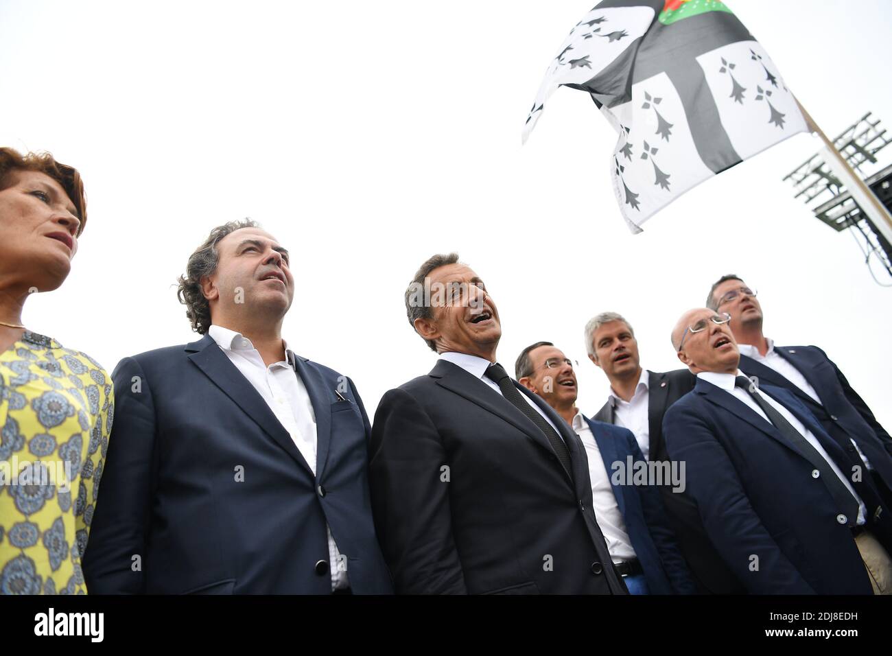 Luc Chatel, Nicolas Sarkozy, Eric Ciotti, Laurent Wauquiez during the ...