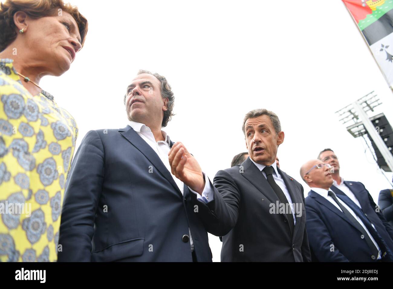 Luc Chatel, Nicolas Sarkozy, Eric Ciotti, Laurent Wauquiez during the ...