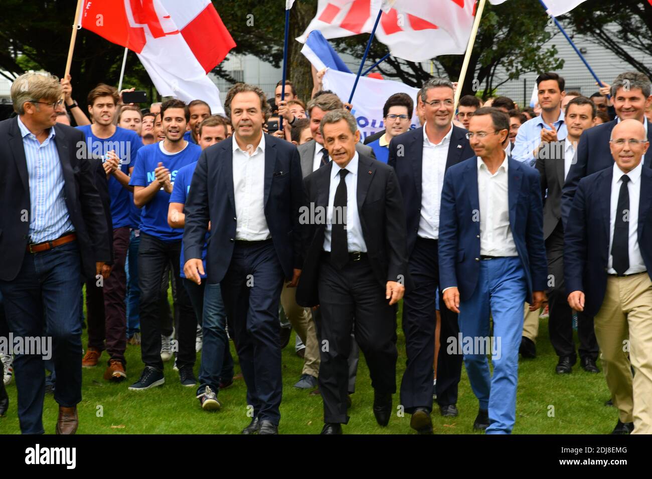 Luc Chatel, Nicolas Sarkozy, Eric Ciotti during the party's Summer ...
