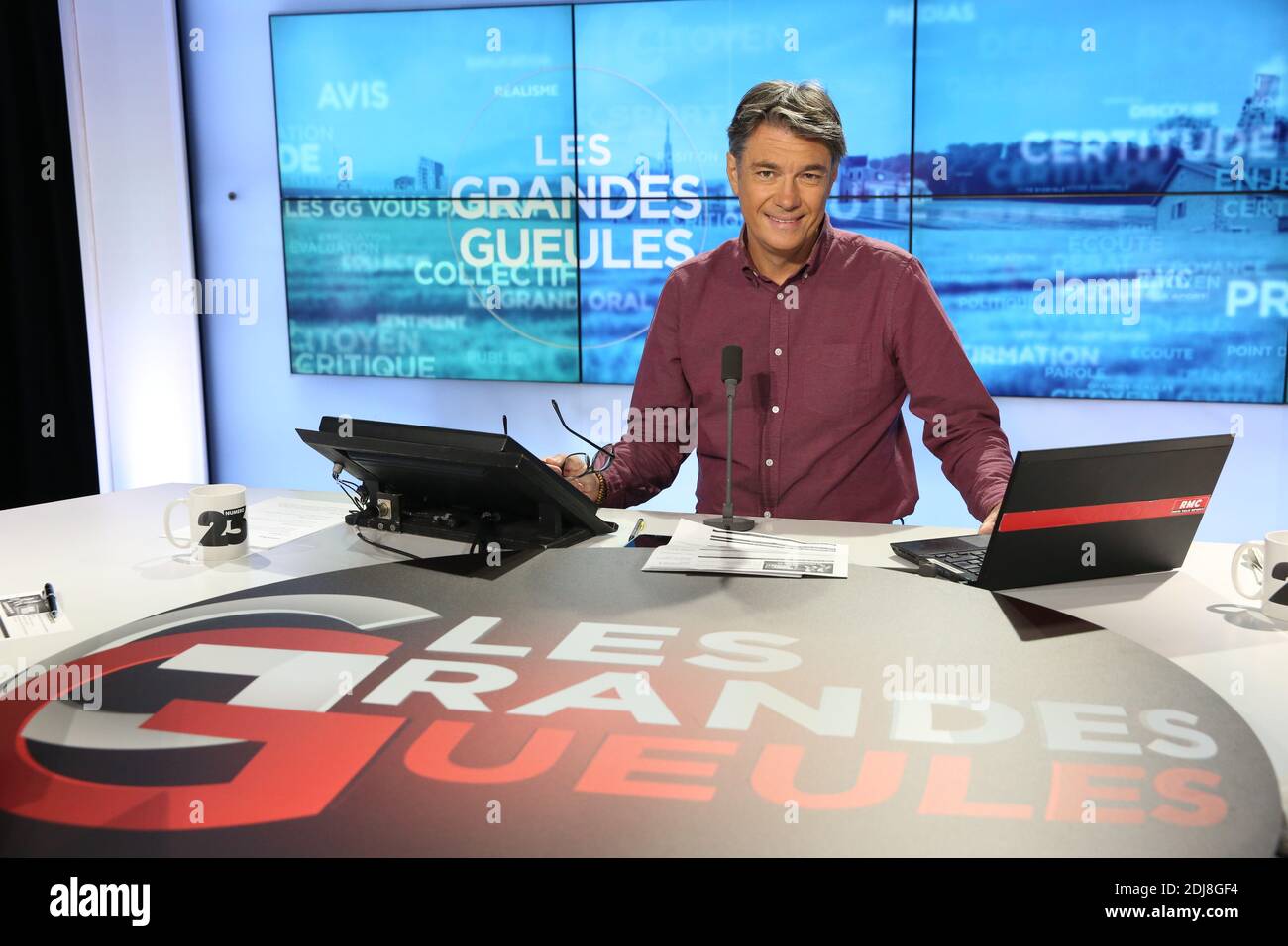 Exclusive - Alain Marschall at the 'Les Grandes Gueules' talk show on ...