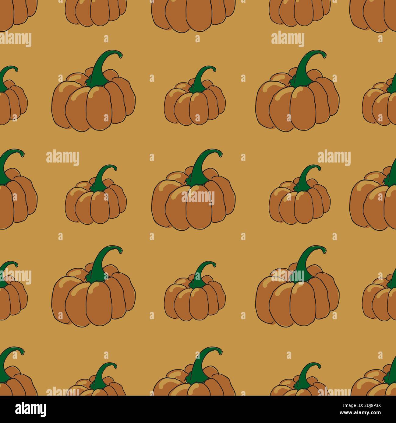 Fall Pumpkin seamless vector repeat orange background surface pattern ...