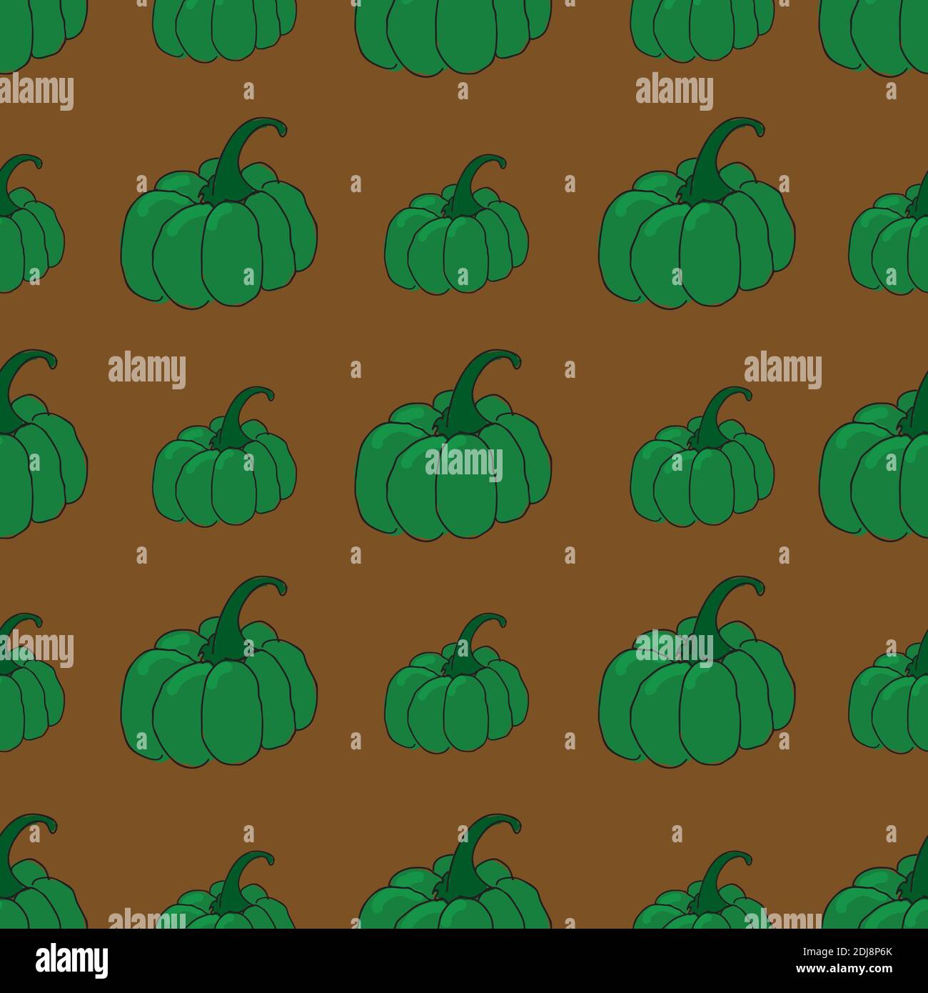 Green peppers in rows on brown background seamless vector repeat ...