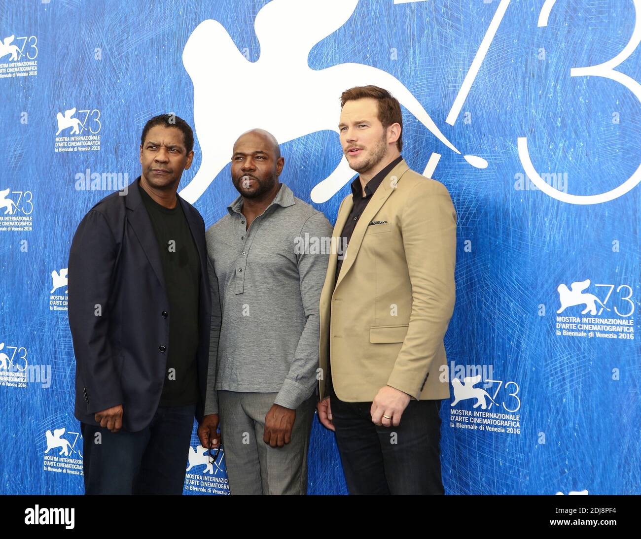 Antoine Fuqua, Chris Pratt, Denzel Washington posing during the ...