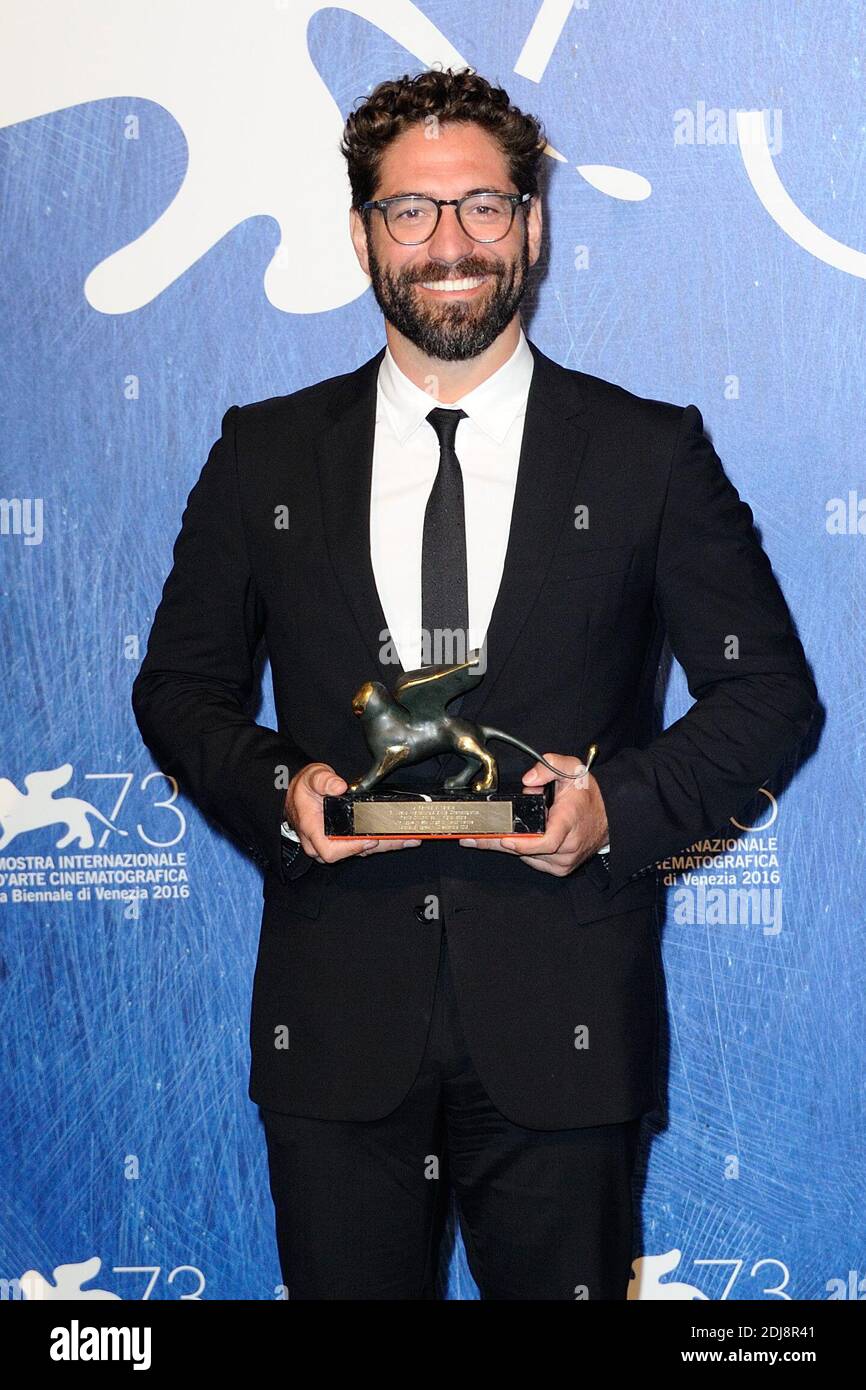 Actor Nuno Lopes poses with the Orizzonti Award for Best Actor for ...