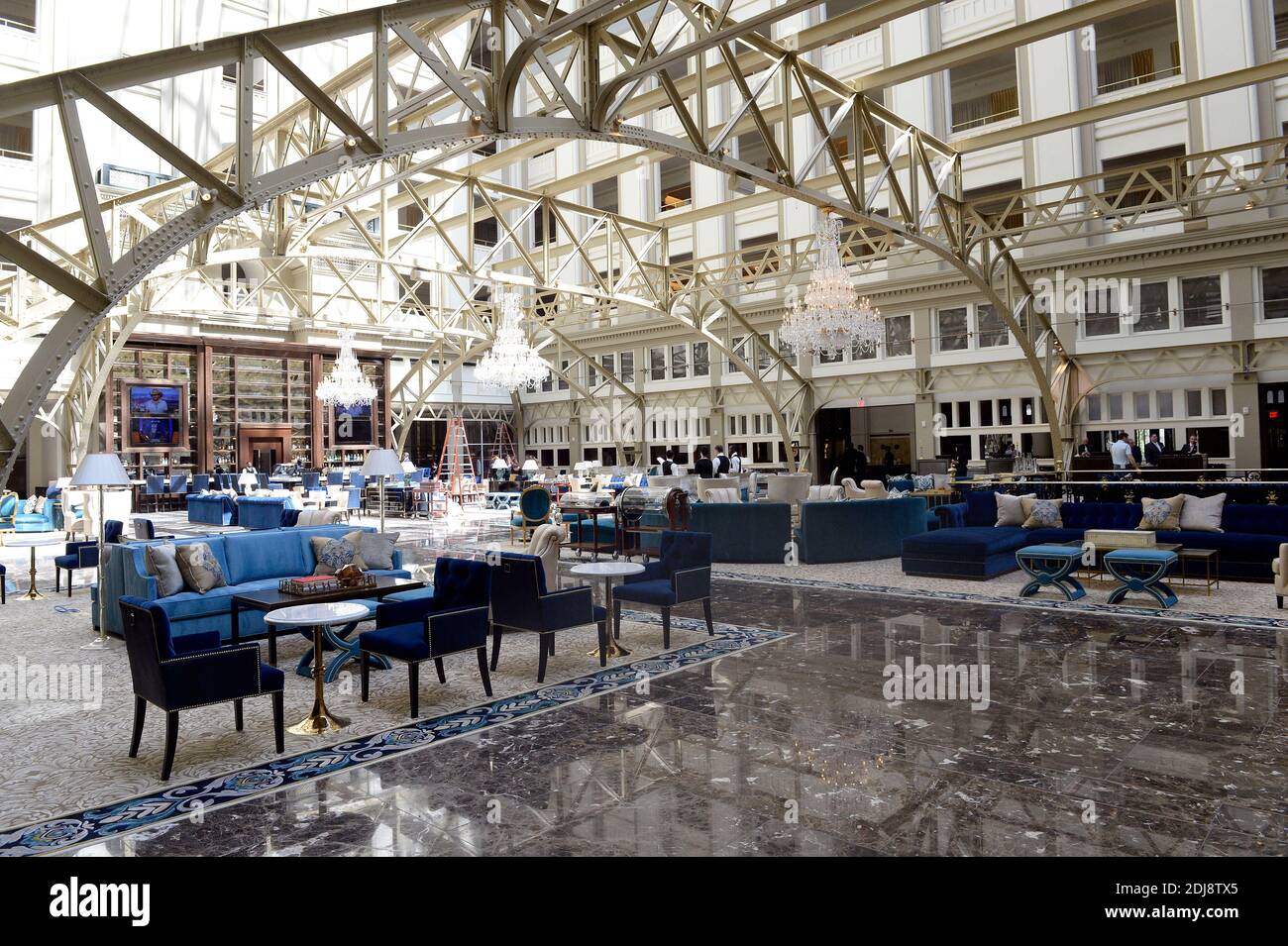 A view inside the grand lobby of the newly renovated Trump ...