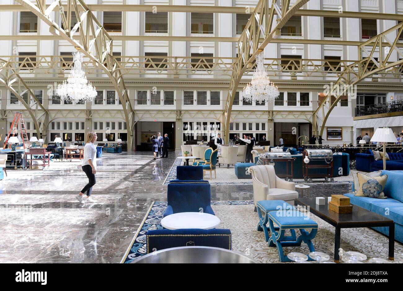 A view inside the grand lobby of the newly renovated Trump ...
