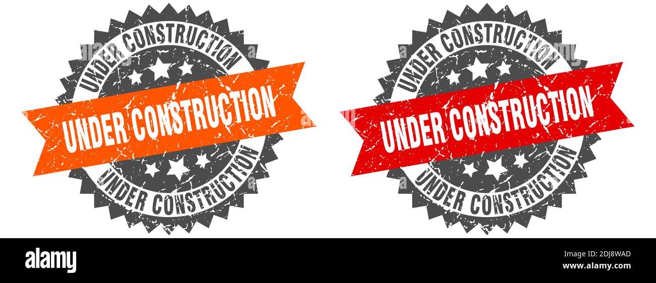 under construction grunge stamp set. under construction band sign Stock ...