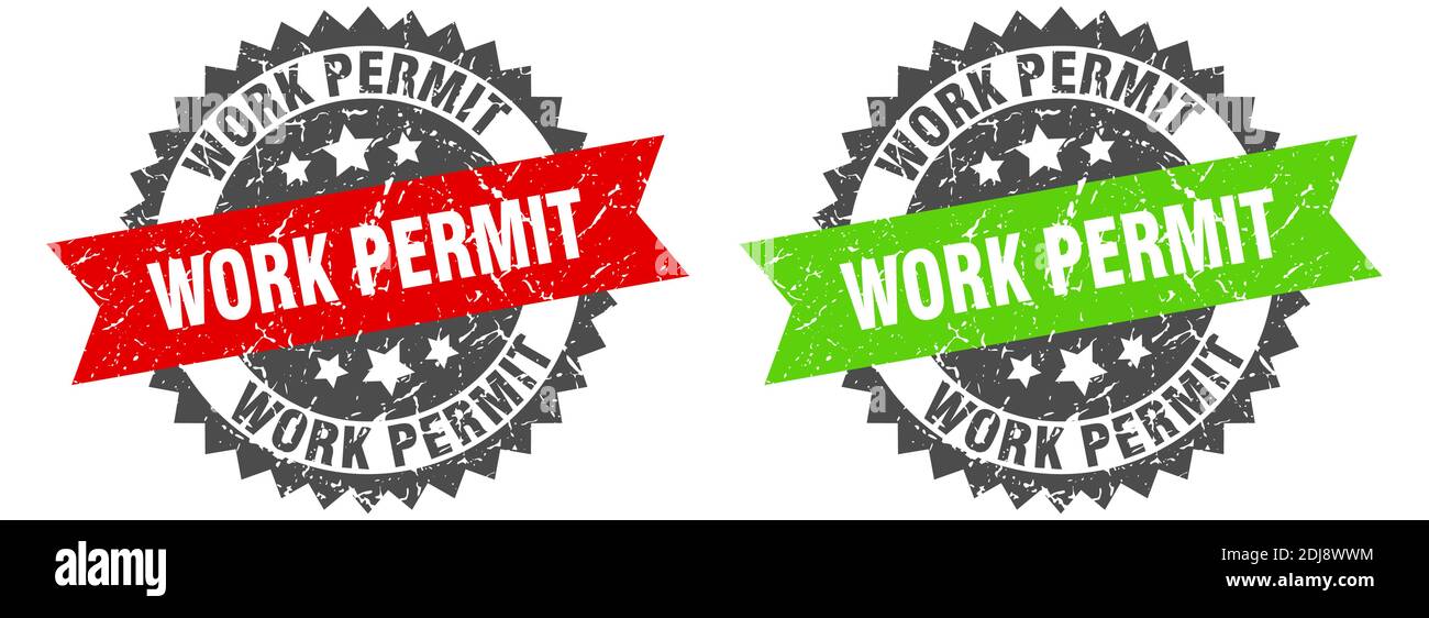 work permit grunge stamp set. work permit band sign Stock Vector Image ...