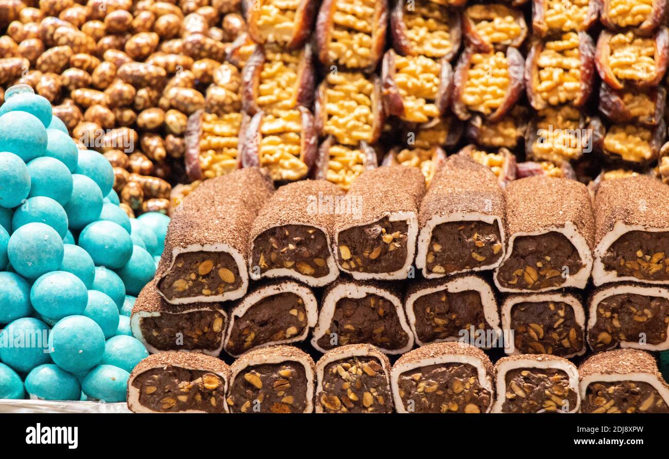 Load of traditional turkish delight lokum candy Stock Photo - Alamy